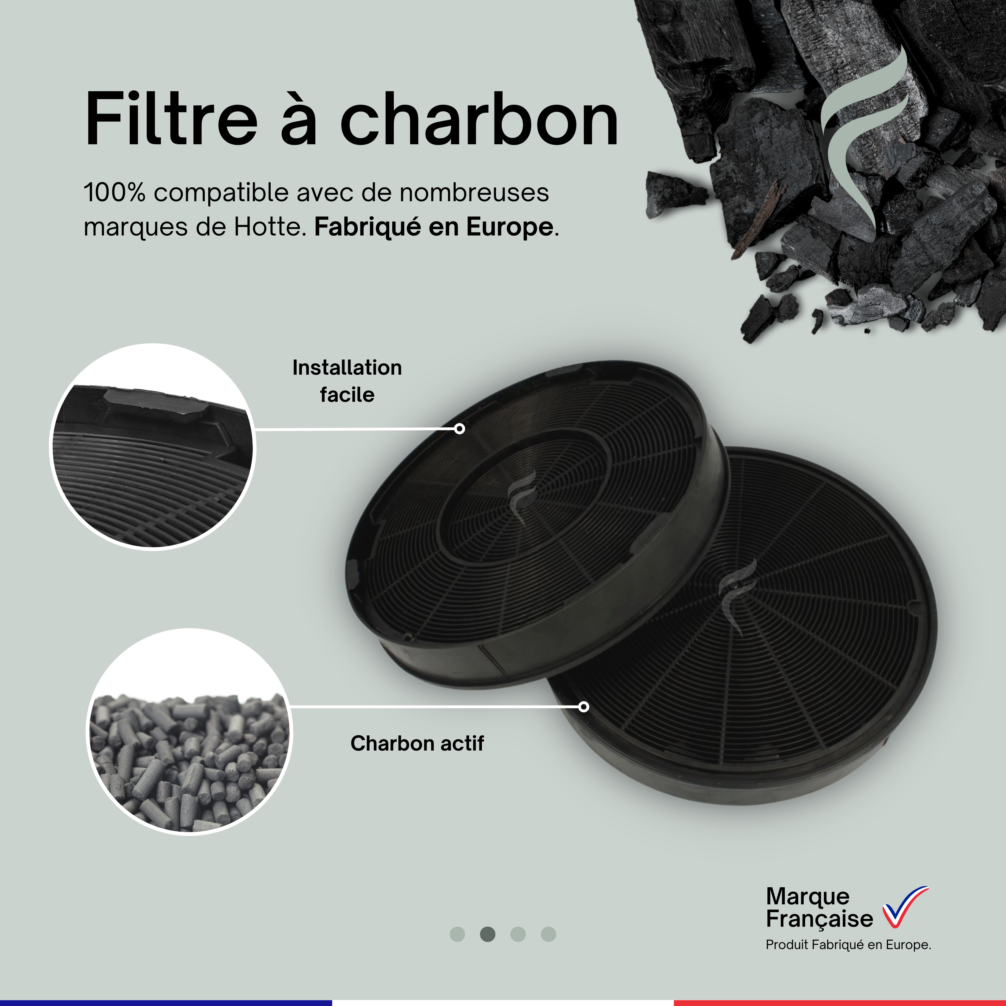Point Filtre® - 2 Filtres à Charbon - Hotte Franke FMA 607 BK